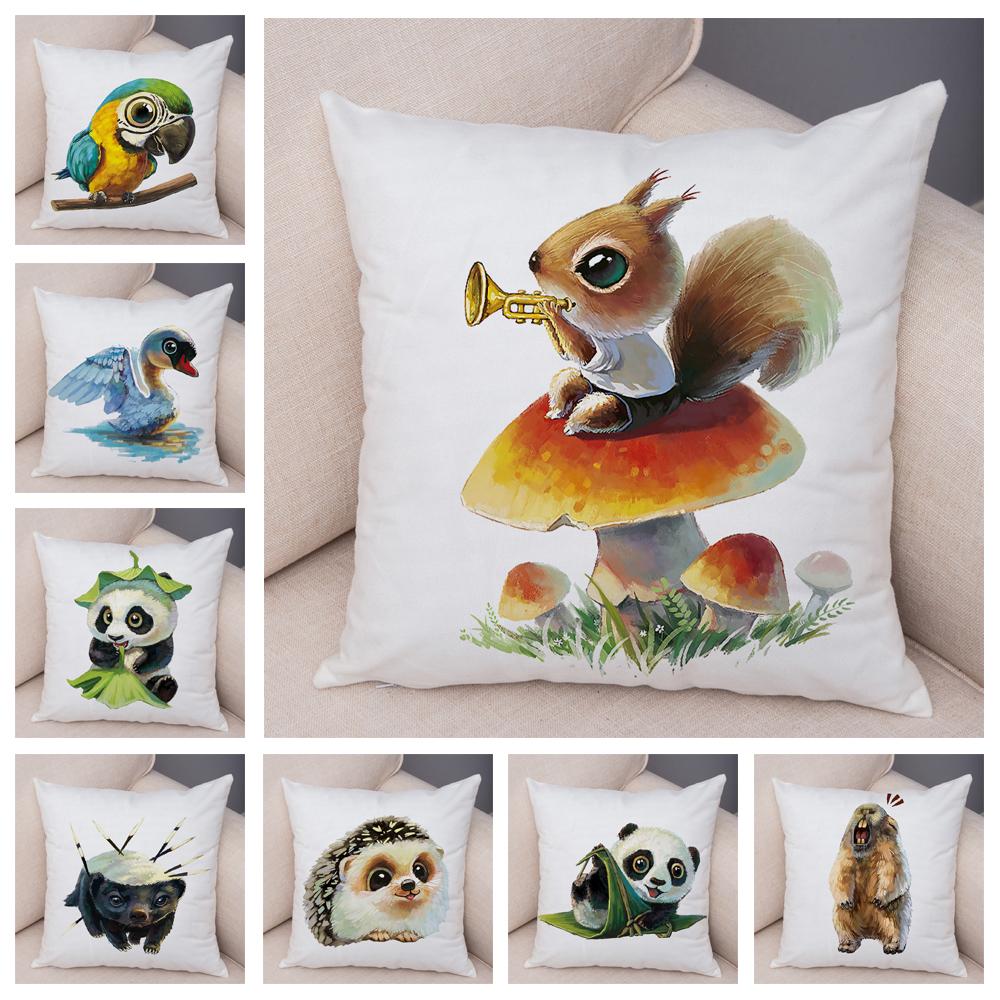 Cute Cartoon Pet Animal Print Pattern Pillowcase Squirrel Panda ...