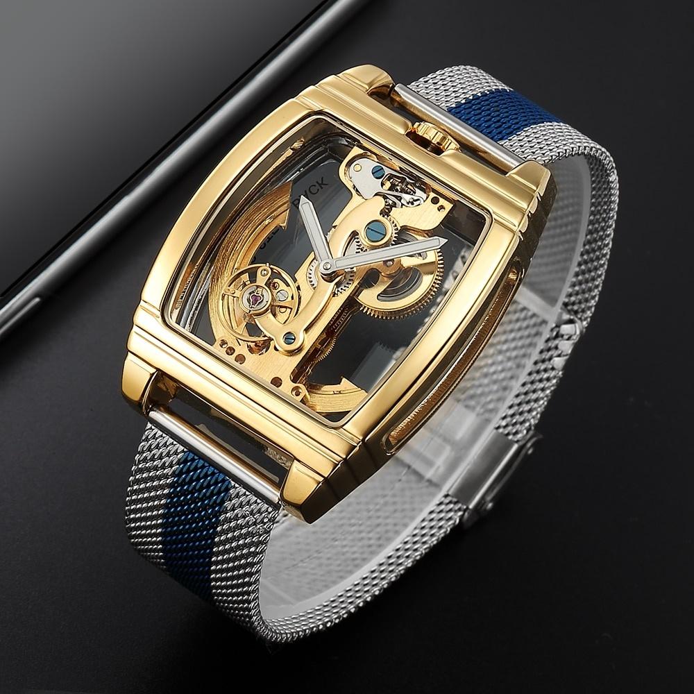 SHENHUA Luxury Automatic Mechanical Watch Men Steampunk Skeleton Self ...