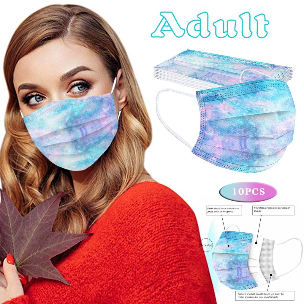 10PC Adult'S Gradient Printed Mask Disposable Protective Face Mask ...