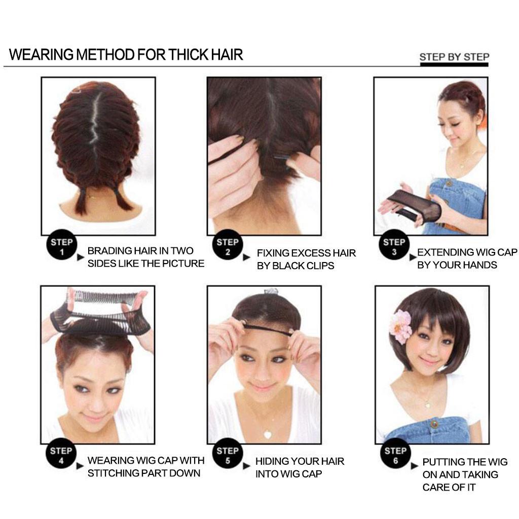 Buy Women Blonde Black Short Bob Wig Human Hair Side Part Fluffy ...