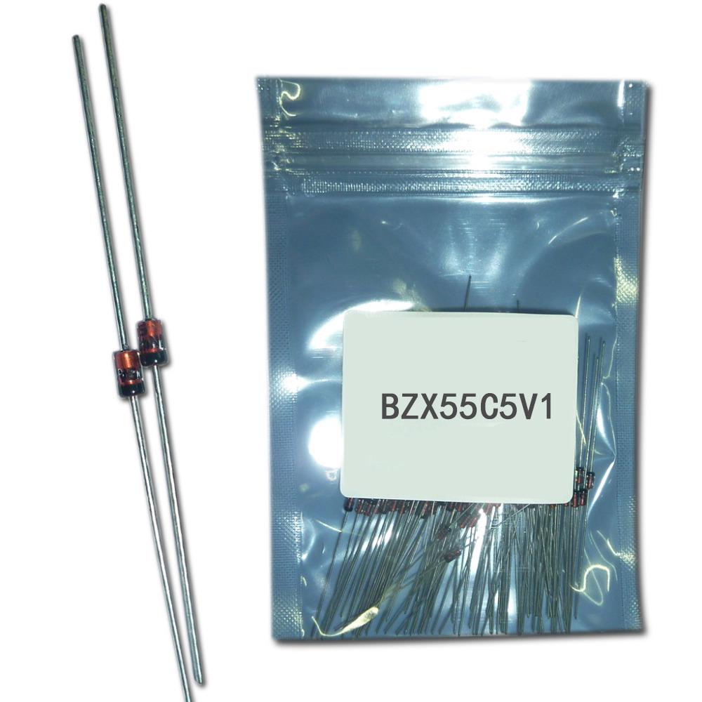 100pcs/lot Zener Diodes BZX55C5V1 1/2W 5.1V Single 6% 500mW Automotive 2-Pin DO-35 T/R uygun ...