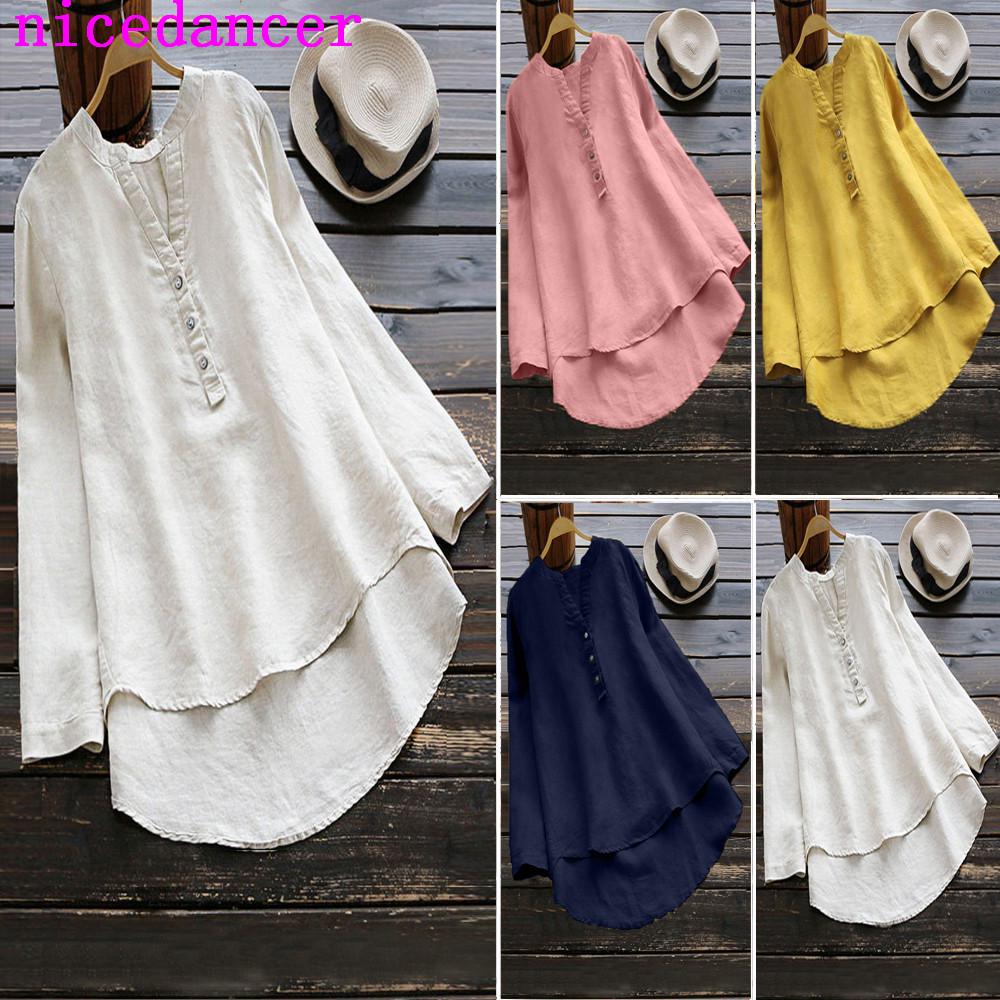 Buy Women Retro Long Sleeve Casual Loose Button Tops Blouse Mini Shirt ...