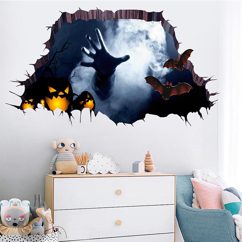 Buy Halloween 3D View Wall Sticker Horror Floor Mural Removable Decal ...