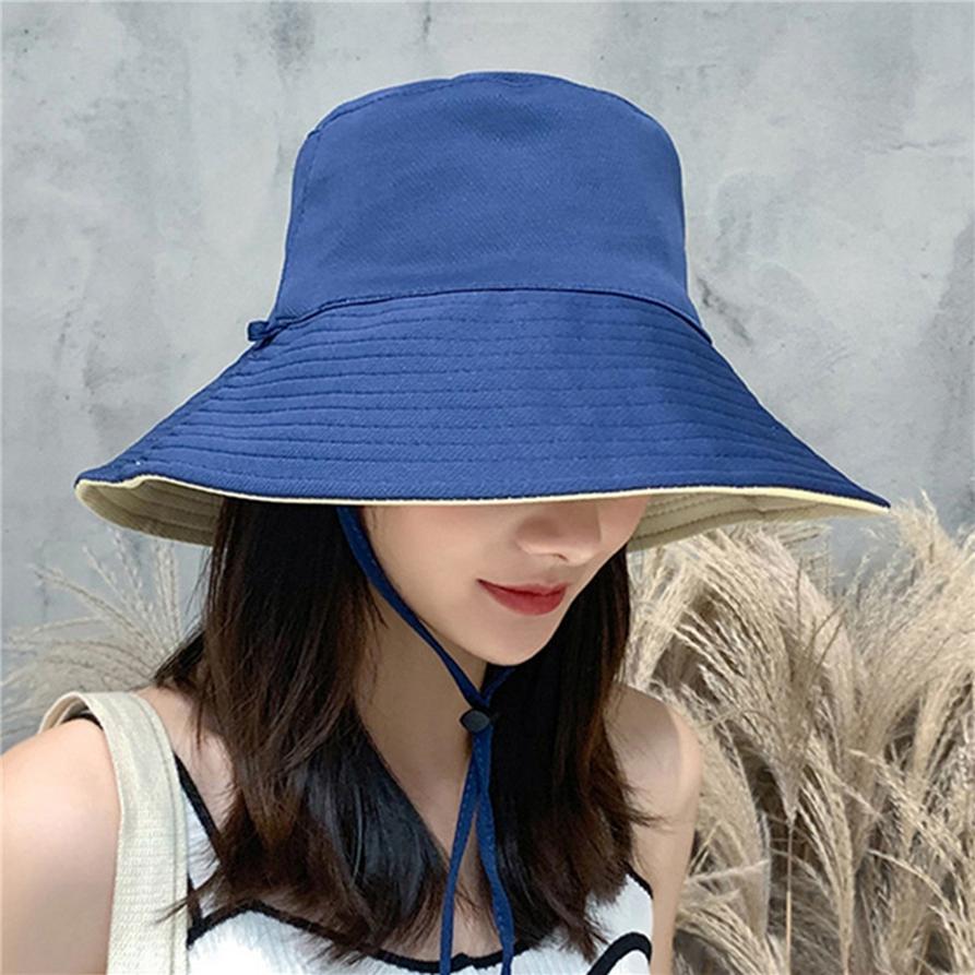 Buy Women's Summer Leisure Double-sided Solid Color Big Brim Fisherman ...