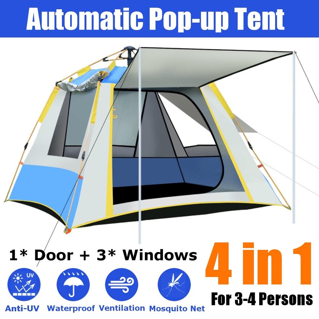 Buy 3-4 Person Automatic Tents Waterproof Camping Hiking Tent Outdoor ...