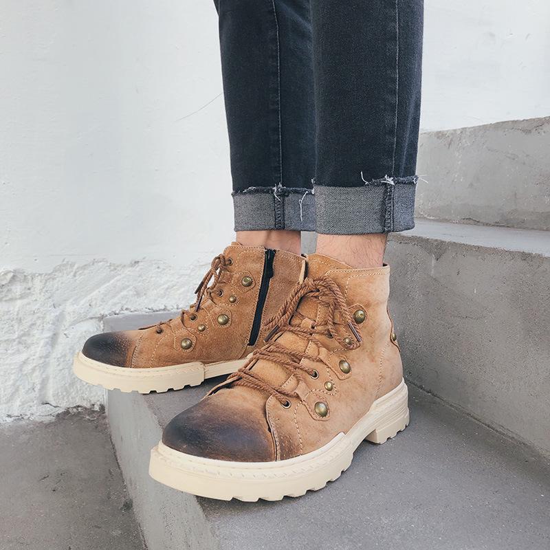 Cheap Big Scalp Boots, High-end Men's Leather Ankle Boots, Retro ...