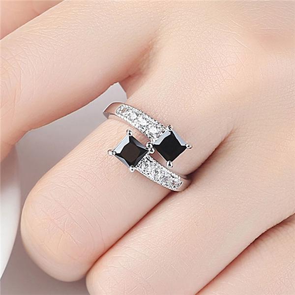 Buy Fashion Chic Black Color Rings For Women Trendy Jewelry Open Ring ...
