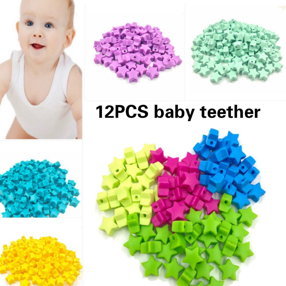 Buy 12pc Silicone Baby Teething Beads Star Silicone Teether Baby ...