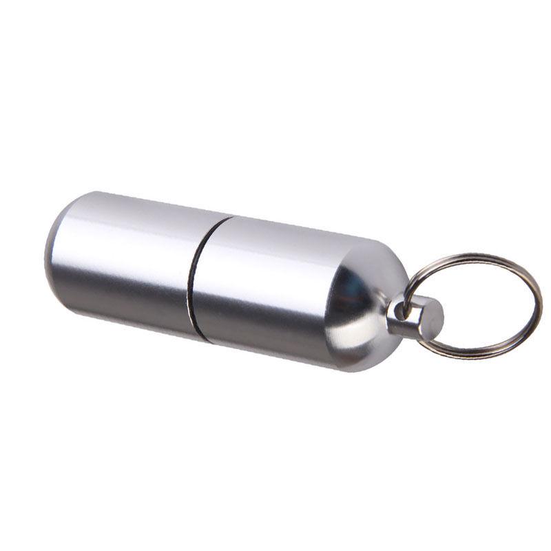 Buy Small Mini Round Aluminum Key Chain with Small Vial / Capsule Pill ...