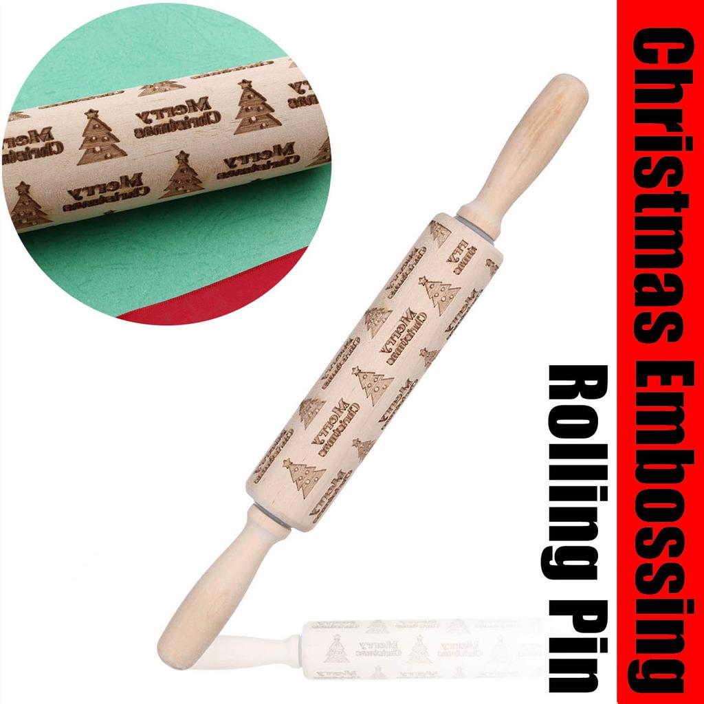 Buy [BD64] Embossed Rolling Pin Christmas Wooden Rolling Pins For ...