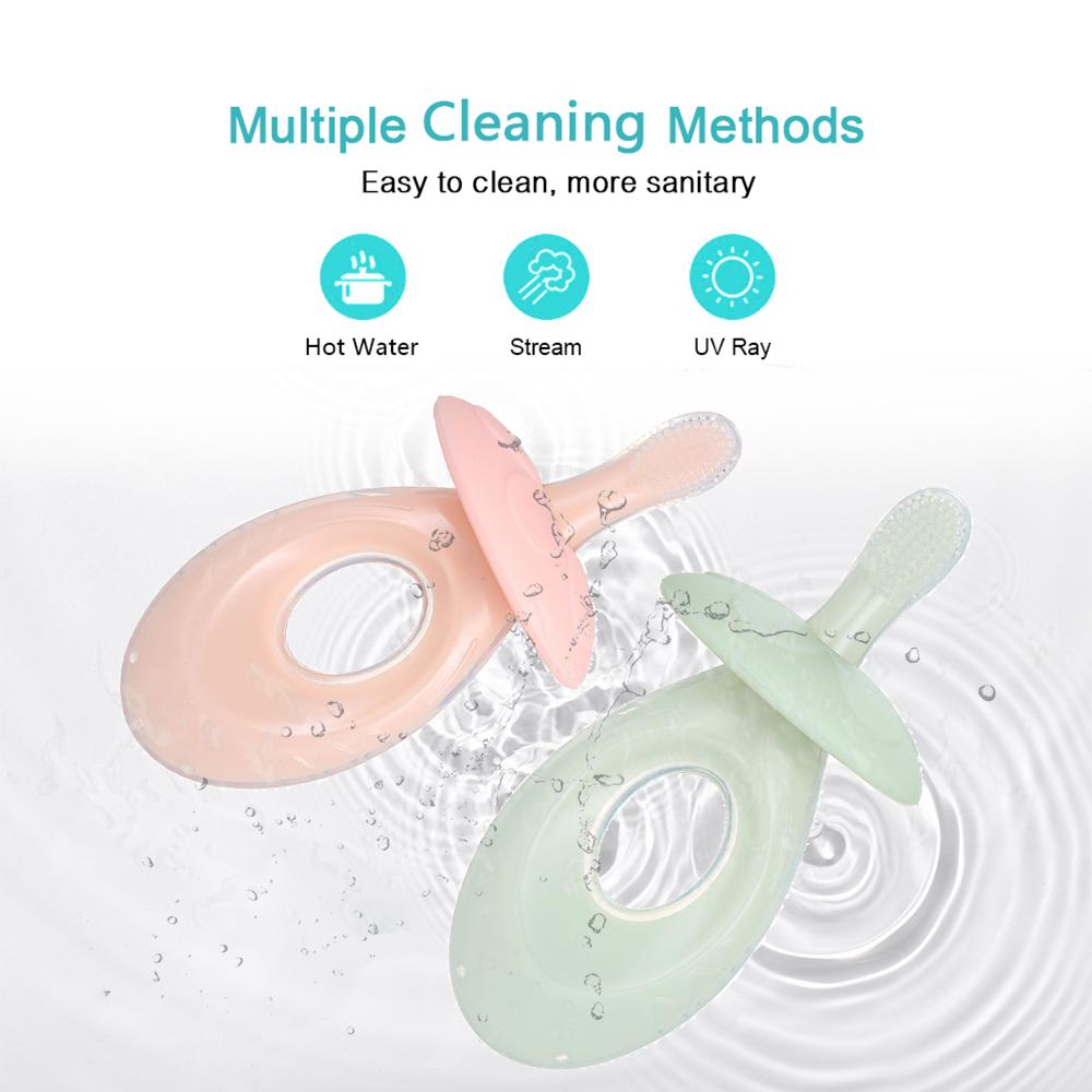 Buy Baby Training Toothbrush And Teether Prevent Swallow Soft Silicone ...