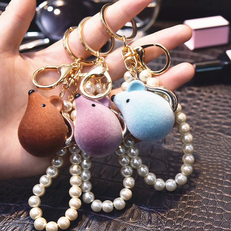 Cheap Acrylic Flocking Zodiac Mouse Keychain Cartoon Mouse Leather Rope ...
