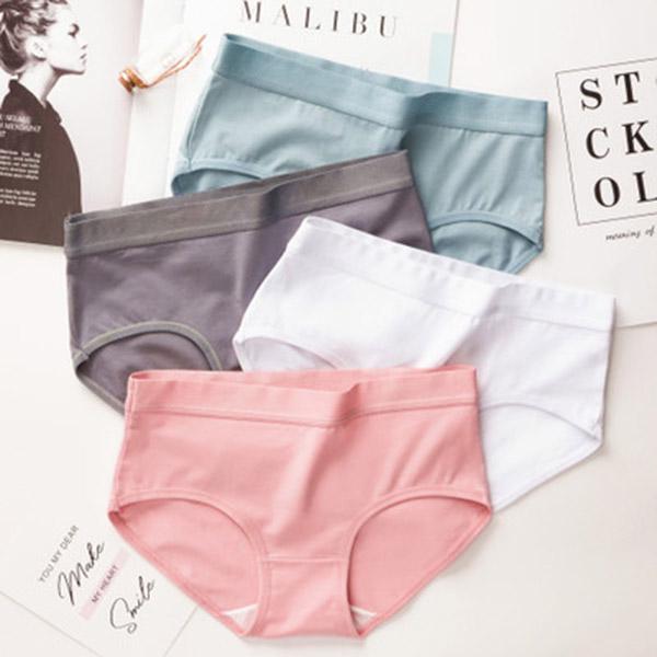 Girl's Mid-waist Cotton Briefs Solid Color Seamless Underwear uygun ...