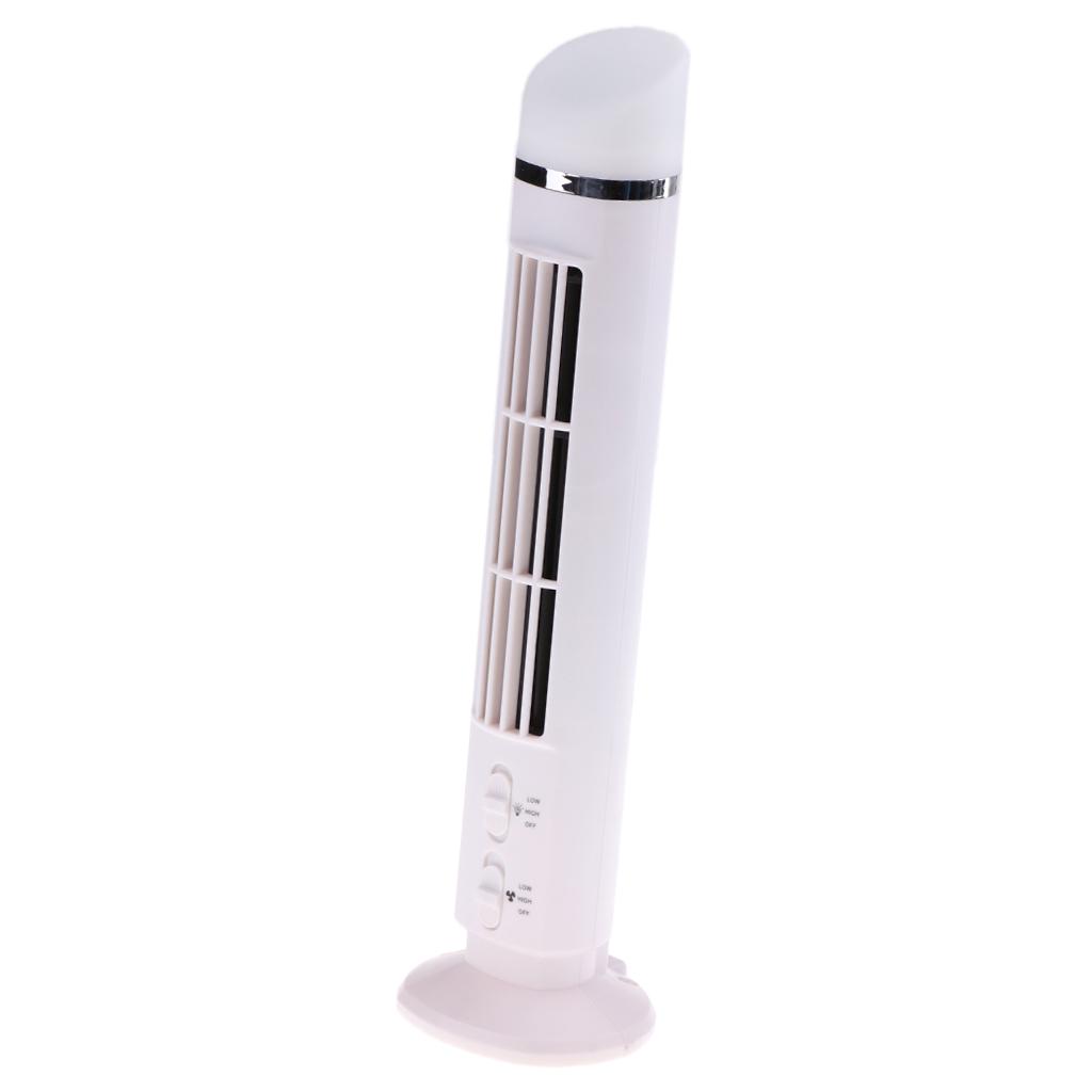 Buy White USB Mini Tower Desk Fan with Led Light Cooling for Home ...