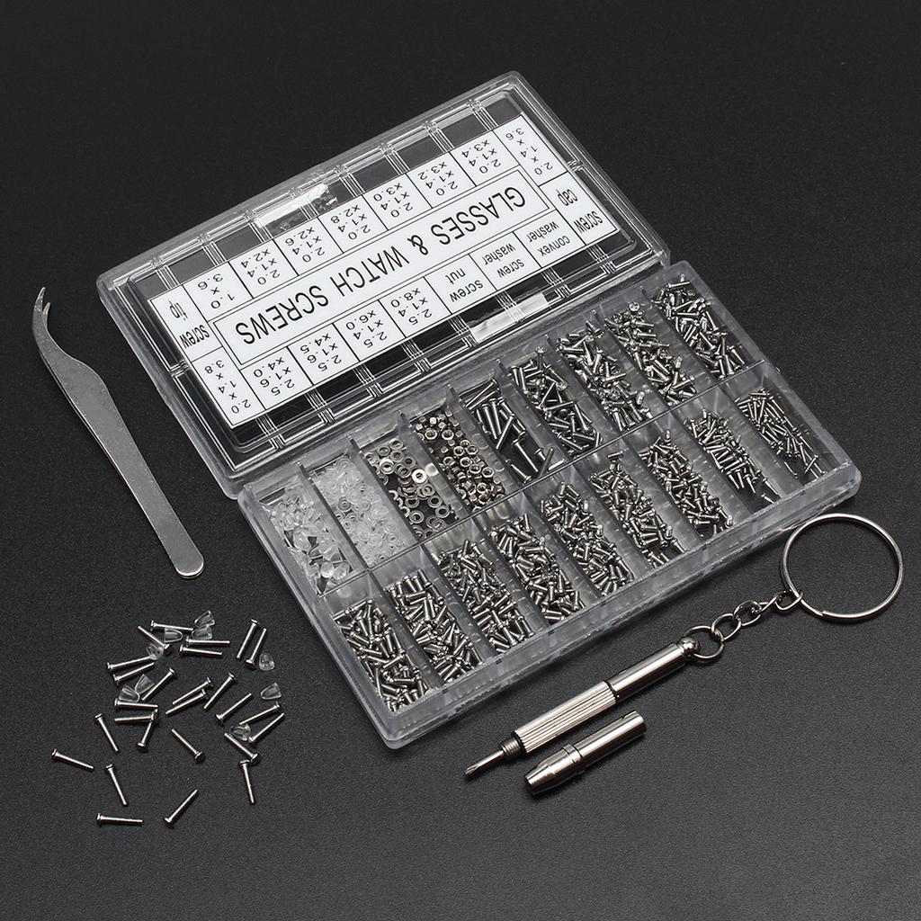 1000Pcs Micro Eyeglass Sunglass Spectacles Tiny Screws Nut Set Repair ...