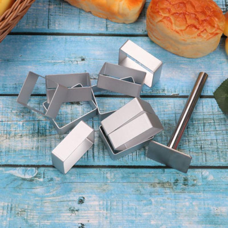 Buy 10pcs Stainless Steel Rectangle Cake Pie Biscuit Cutter Bread Mold ...