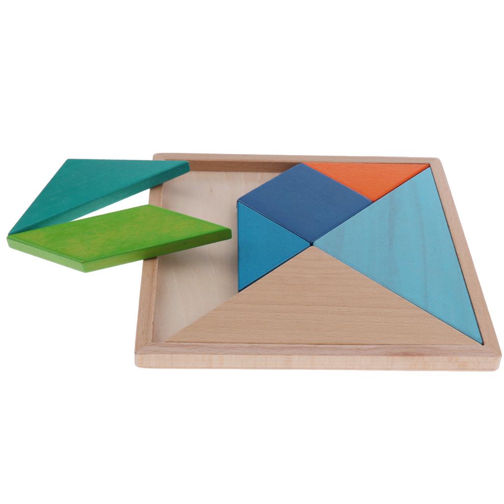 Buy 20x20cm Classic Wooden Tangram Brain Teaser Puzzle Jigsaw Game Toy ...