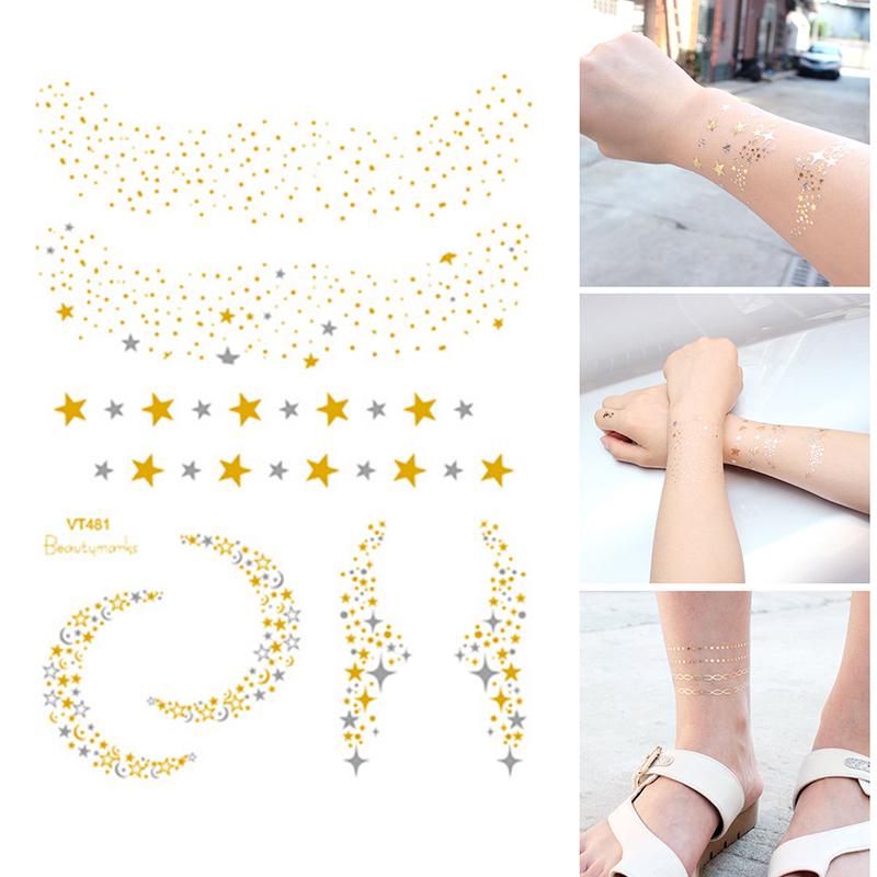 Buy 1 Sheet Metal Tattoo Sticker Face Makeup DIY Tattoo Decals Body Art ...