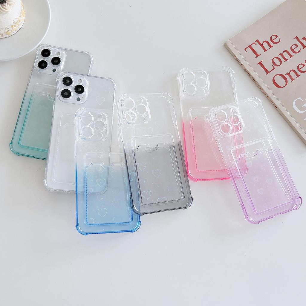 Buy Gradual Card nsertion Transparent TPU Four Corners Fall Prevention Phone Case For iPhone 14 ...