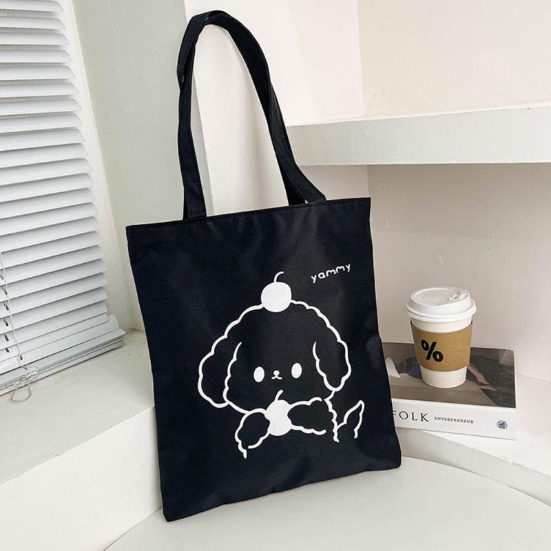 Cheap Canvas Shoulder Bag For Women Reusable Cute Cartoon Pattern ...