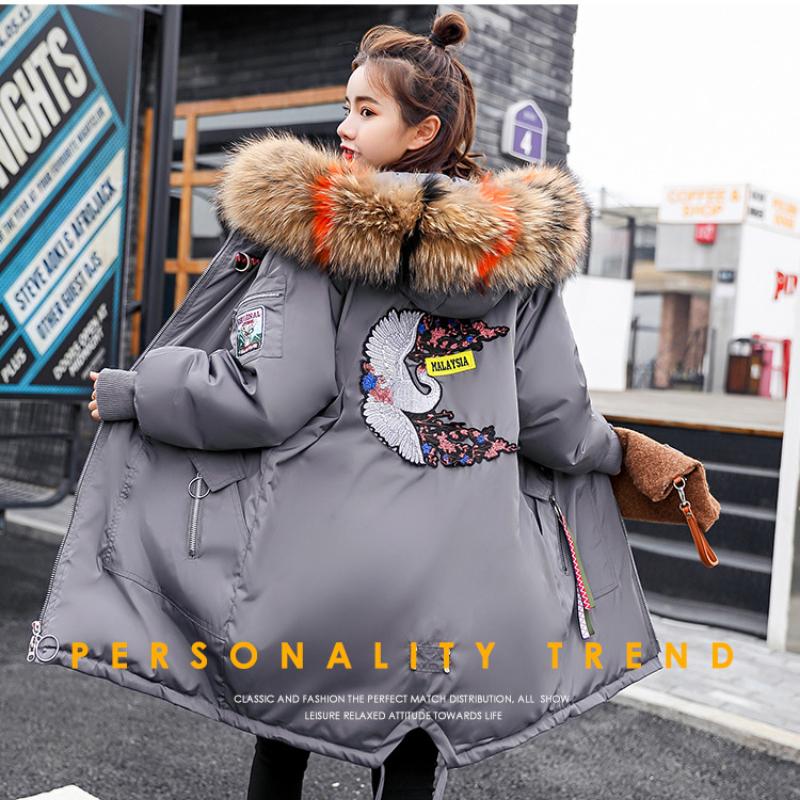 Buy 2022 Winter Cotton Padded Fur Parka New Big Fur Collar Down Jacket Coat Women Thick Warm ...