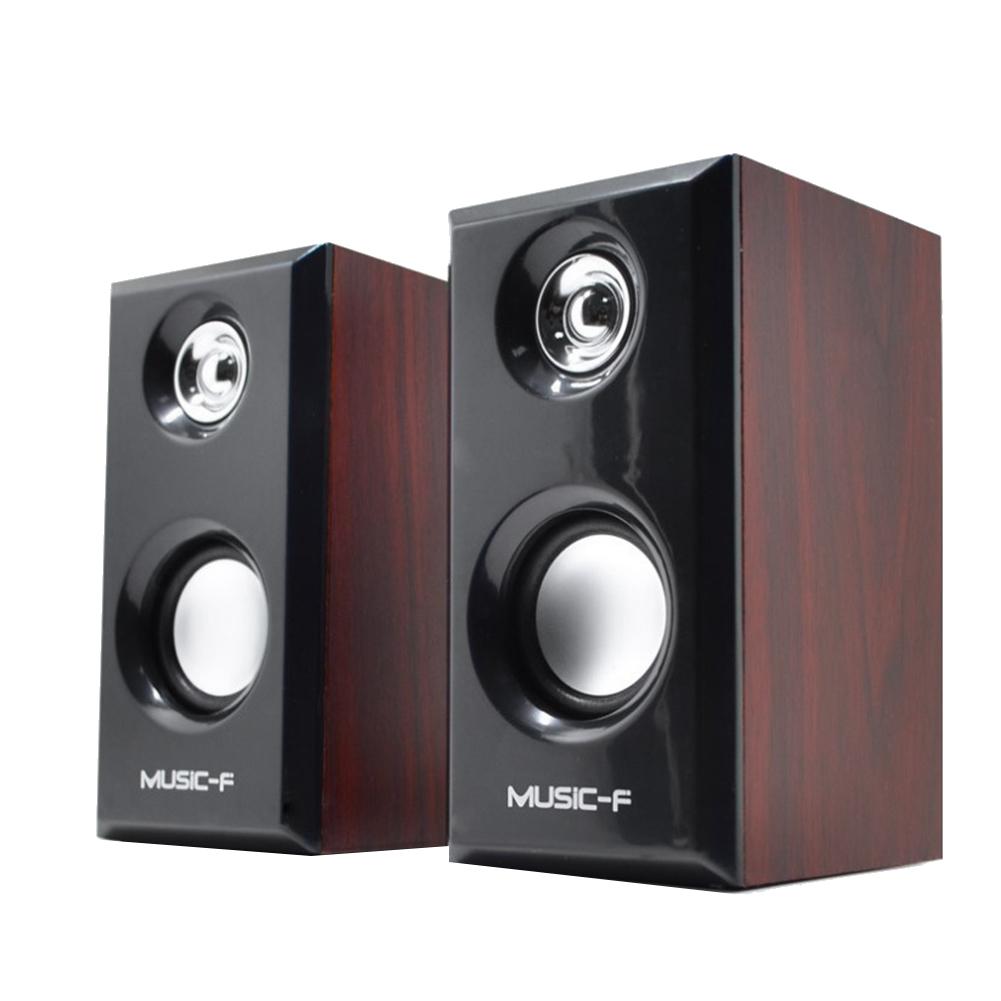 Buy 2PC Wooden Computer Speakers with Surround Stereo USB Wired Powered ...