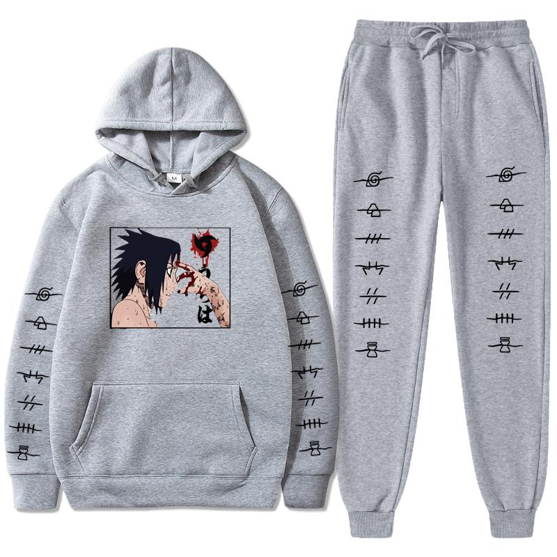 Buy Men's Sets 2 Pieces Sets akatsuki Uchiha Sasuke Anime Tracksuit ...