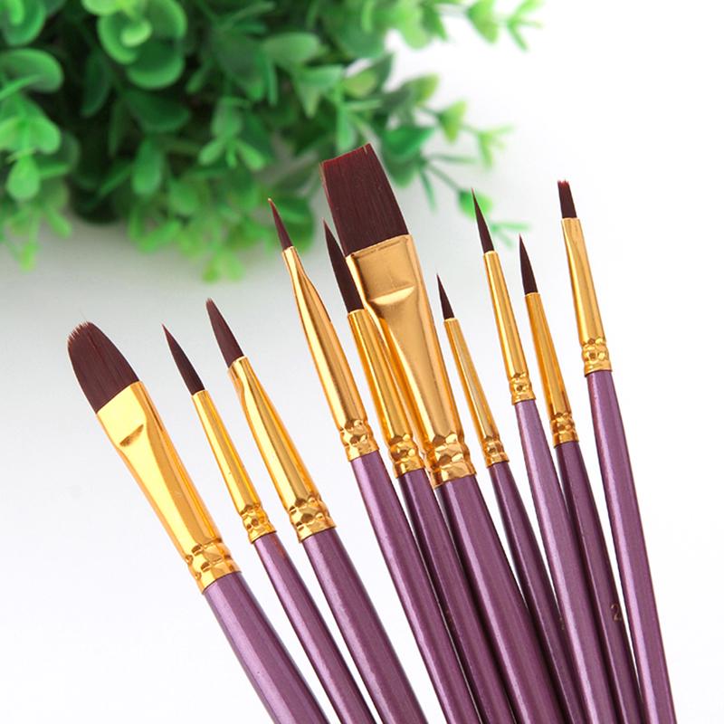 Buy Purple Artist Paint Brush Set Nylon Hair Watercolor Acrylic Oil ...