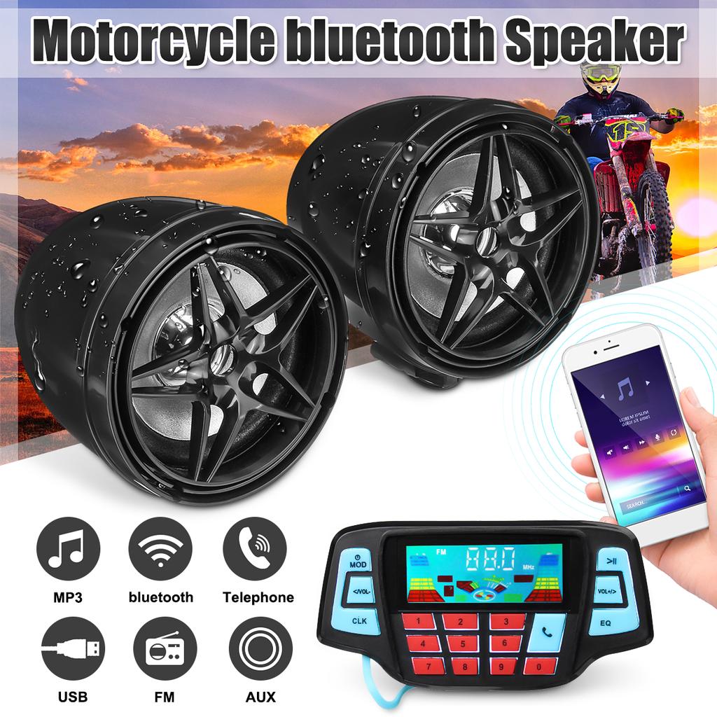 Buy 2PCS Motorcycle Motorbike Handlebar Bluetooth Speaker Audio Radio ...