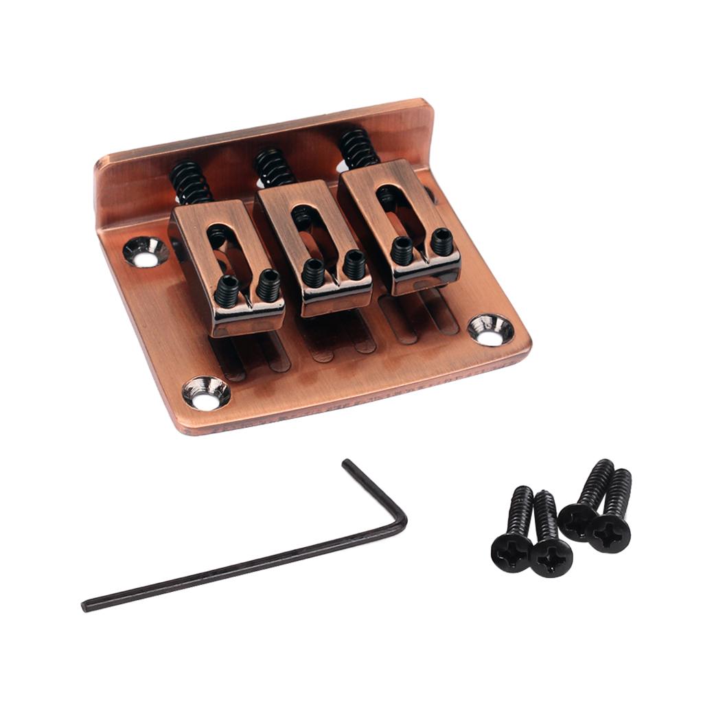 Buy Adjustable 3 String Guitar Hardtail Bridge for Cigar Box Red Bronze ...
