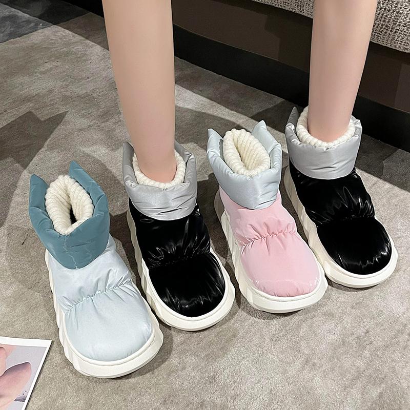 Waterproof Pink Slipper for Women Winter Fur Mules Slides Home Shoes ...