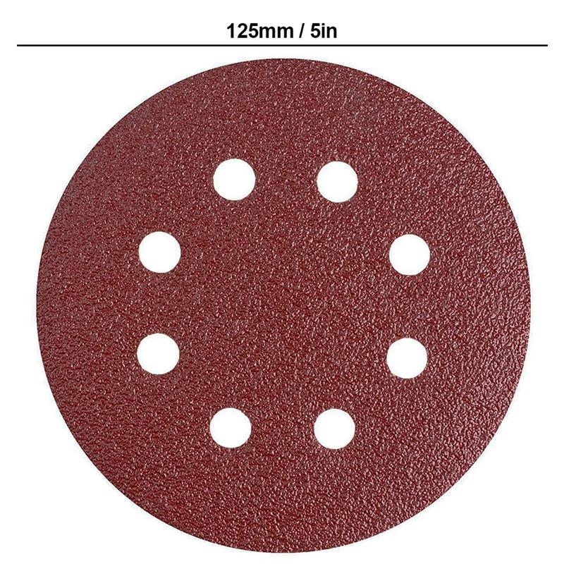 50 125mm 5 inch Velcro Sanding Discs 40 60 80 120 240 Grit Orbital ...