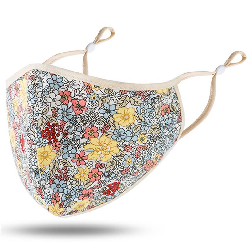 Buy Reusable Floral Print Mask Breathable Women Washable Men Face ...