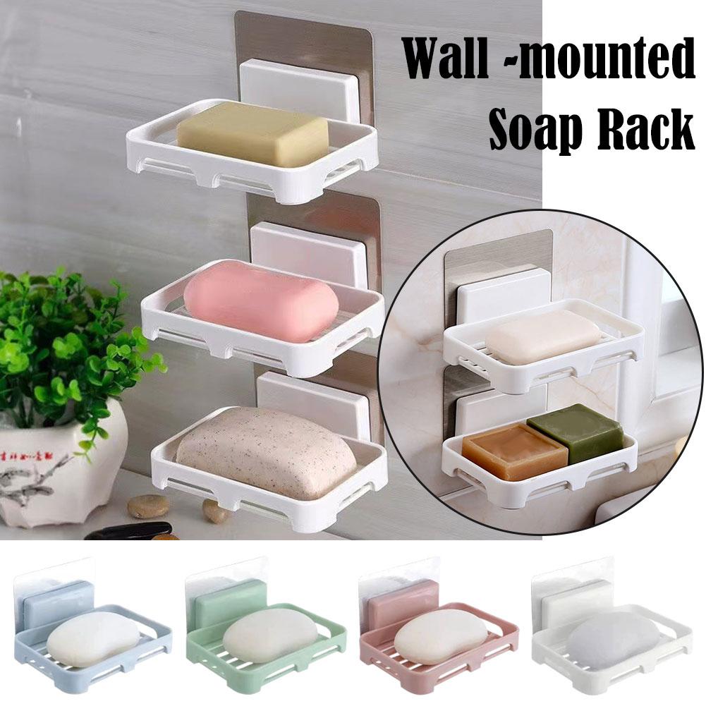 Kaufe Punch-Free Soap Box Wall Mounted Single Layer Suction Rack Box ...