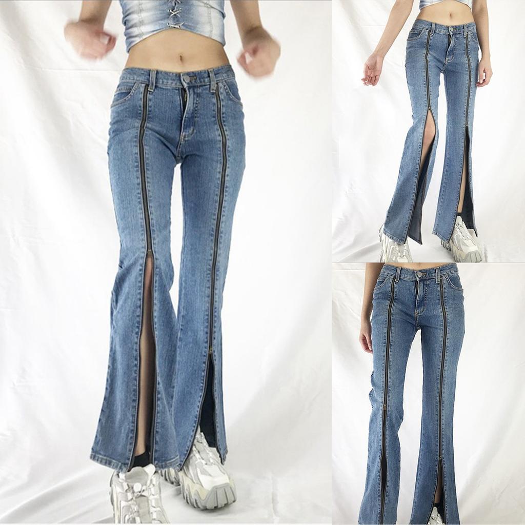 Buy Women's Urban Fashion High Waist Long Zipper Pocket Loose Wide Leg ...