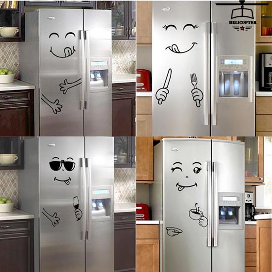 Buy Cute Sticker Fridge Happy Delicious Face Kitchen Fridge Wall ...