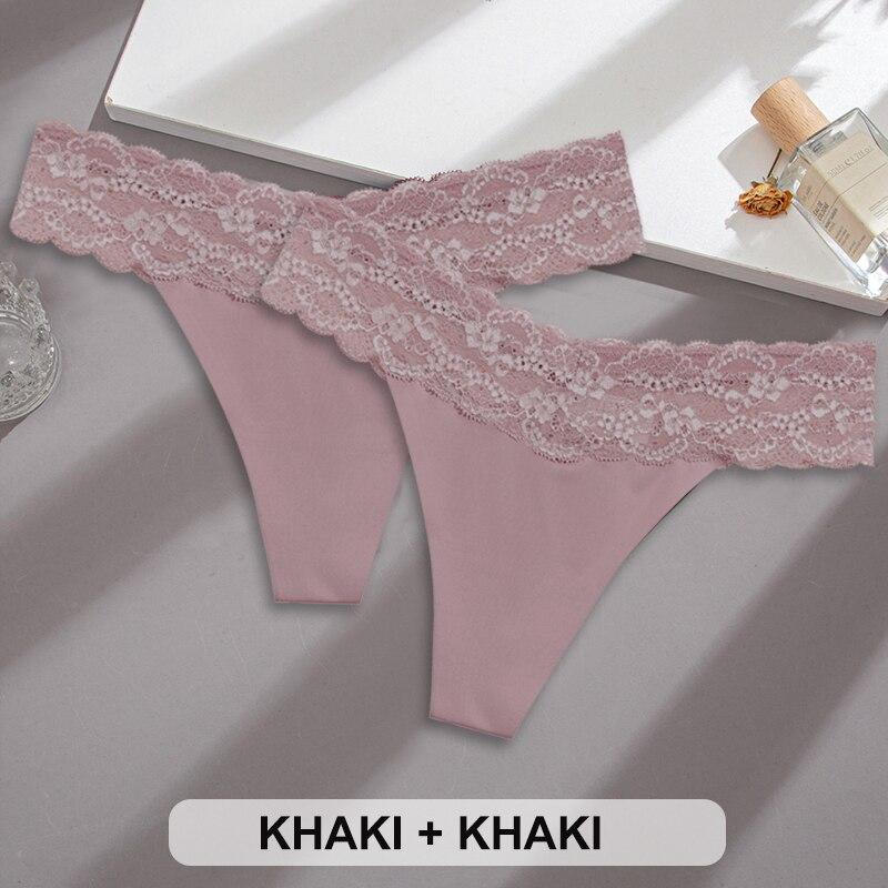 Buy FINETOO 2Pcs Low Waist Thongs Sexy Lace G-string Underpants S-L ...