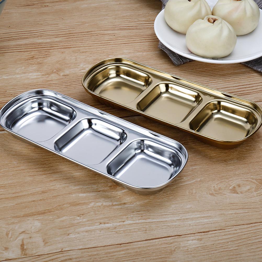 Buy 1PC Dipping Plate Stainless Steel Sub-Grid Practical Unique Dip ...