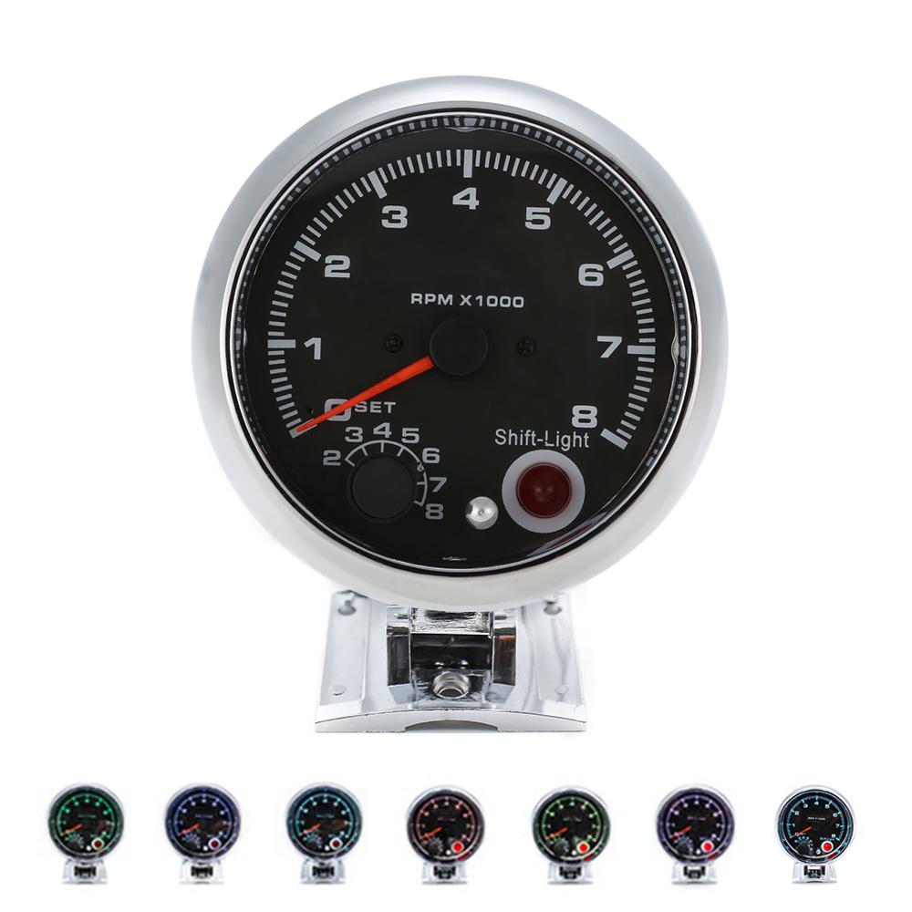 Buy Car 3.75" Tachometer Tacho Gauge with 7 LED Colors Shift Light 0 ...