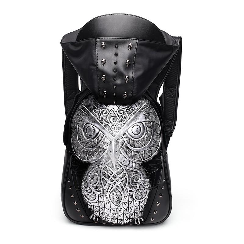 Buy Men's Backpack Casual Canvas Bag Owl Backpack Trend Hooded Backpack ...