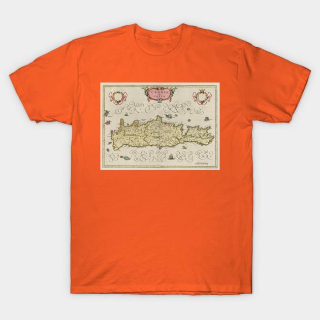Buy For Women Vintage Map Of Crete Greece 1665 T Shirt 90S Korean Style ...