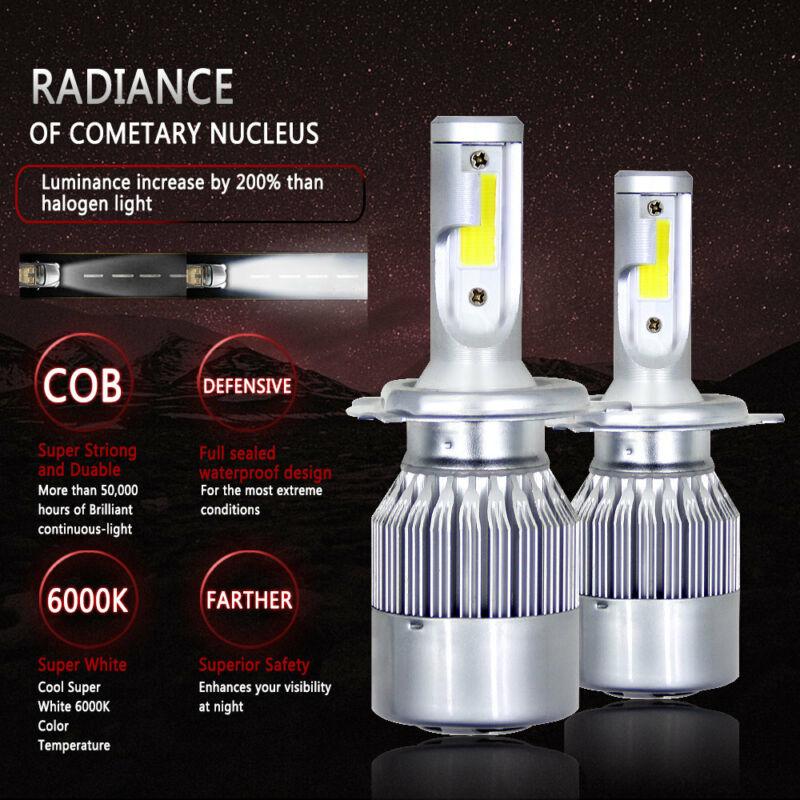 Buy 2pcs COB H4 LED 200W 40000LM Car Headlight Set Hi/Lo Beam Auto ...