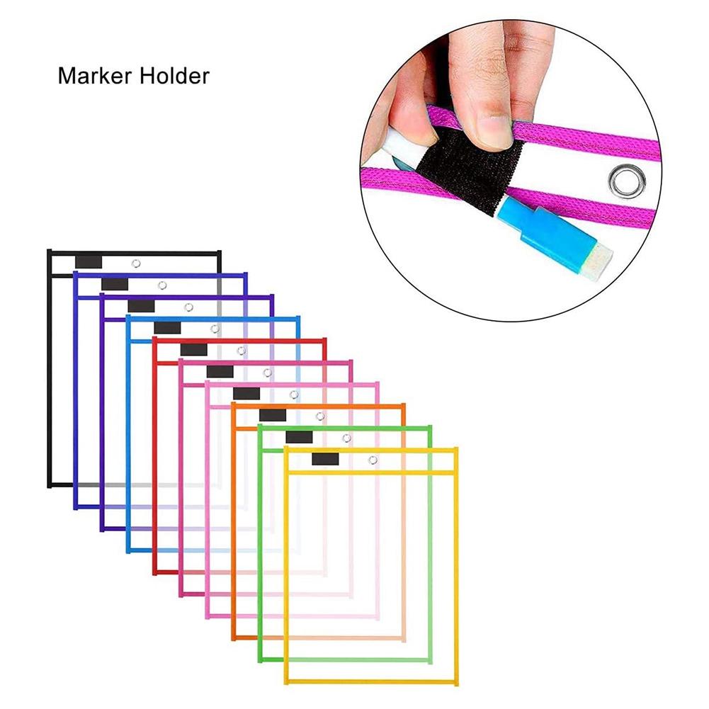 Dry Erase Pockets Sleeves, (10 Pack) A4 Paper Job Ticket Holders ...