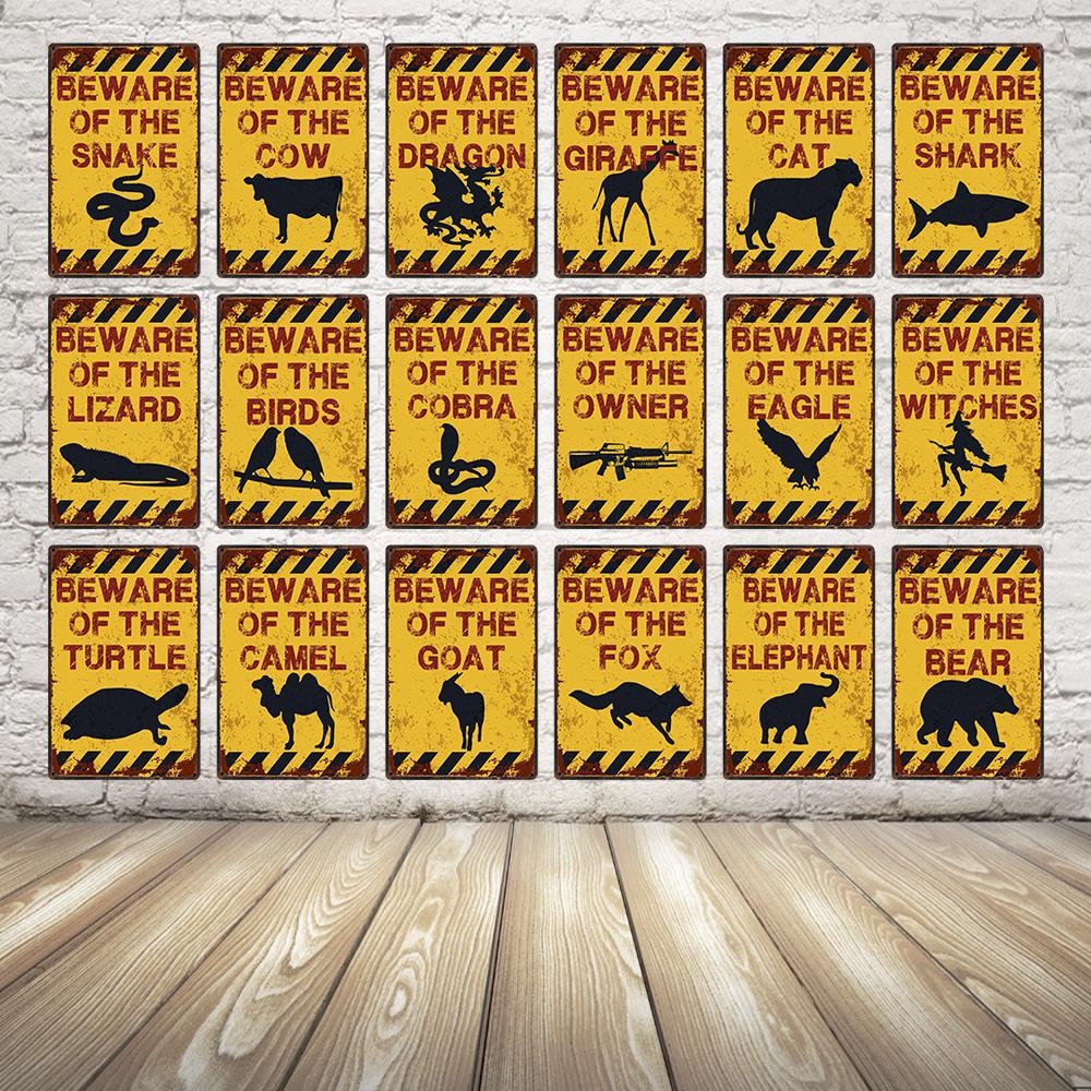 [ Kelly66 ] Beware Smake Shark Hunter Eaqle Vintage Metal Sign Tin ...