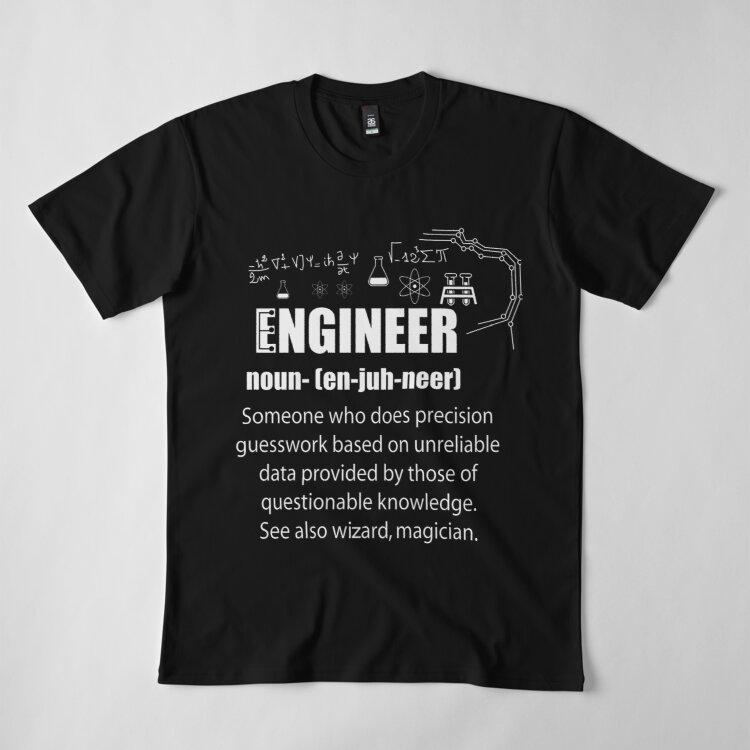 Men Premium Cotton Harajuku T-Shirt Engineer Definition Print Tees ...