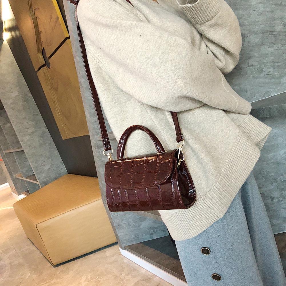 Retro Leather Stone Pattern Shoulder Handbags Small Women Casual Bag ...