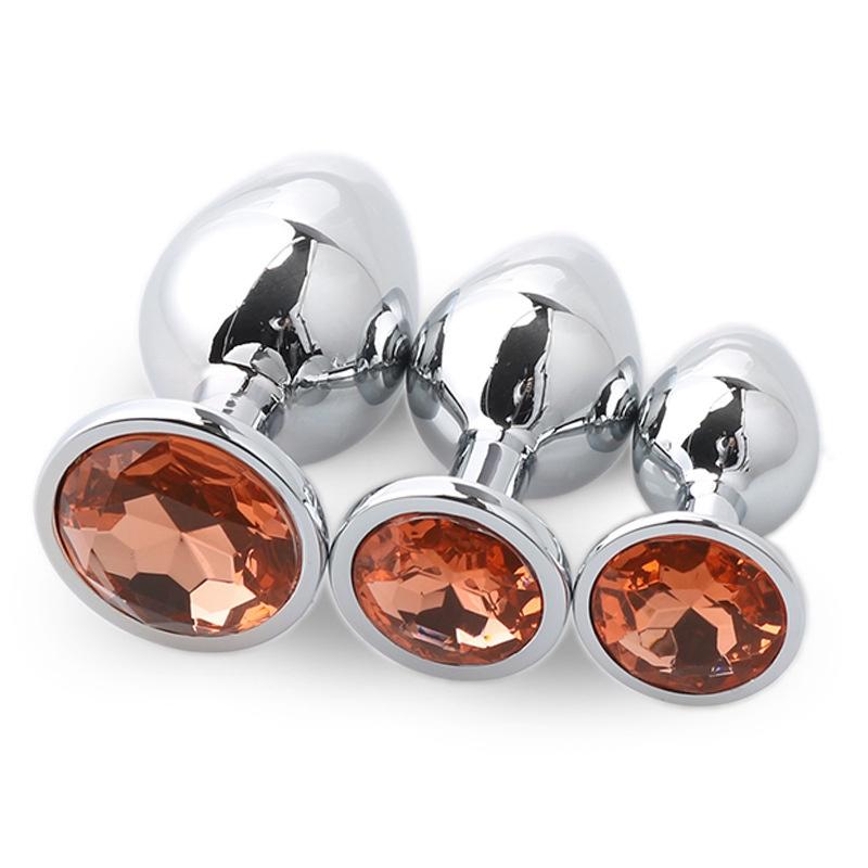 Buy 3 Different Size Stainless Steel Metal Anal Plug Crystal Jeweled Butt Plugs Adult Toy For
