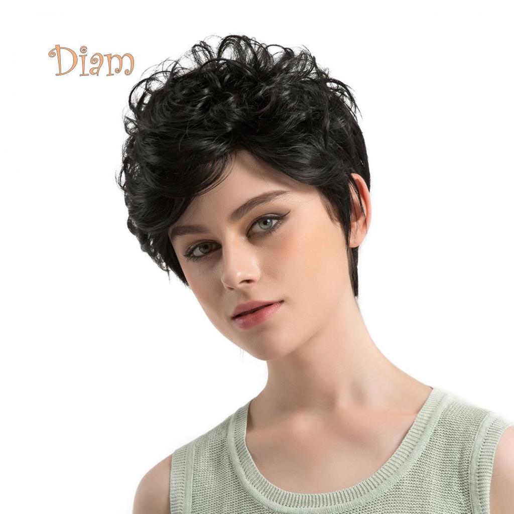 Buy Tenfyer Party Black Natural Wig Fashion Women's Short Curly ...