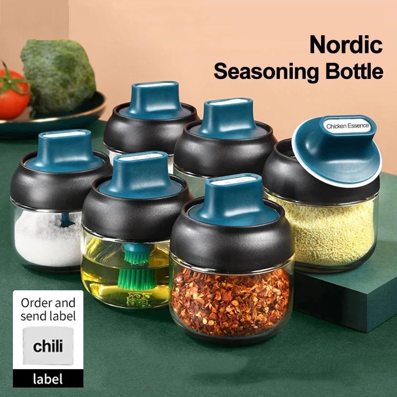 Buy 280ml Kitchen Glass Spice Jars With Lid Salt&Pepper Shakers Set ...