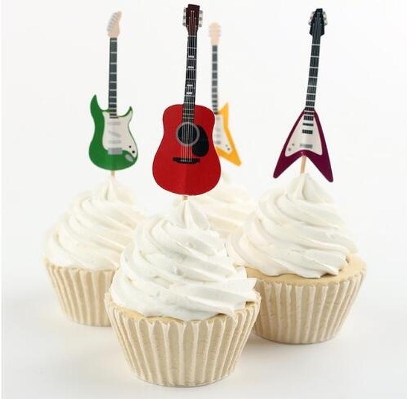 Buy 24pcs Electronic Guitars Cupcake Toppers Party Kids Bridal Wedding ...
